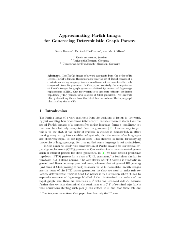 (PDF) Approximating Parikh Images for Generating Deterministic Graph ...