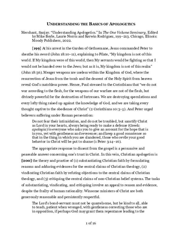 (PDF) Understanding the Basics of Apologetics