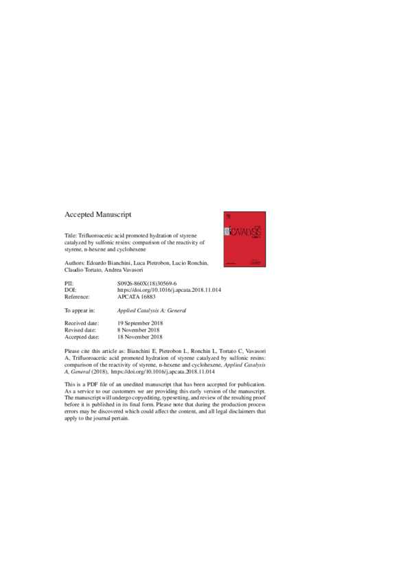(PDF) Trifluoroacetic acid promoted hydration of styrene catalyzed by ...
