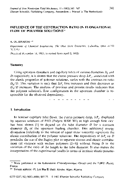 (PDF) Influence of the contraction ratio in elongational flow of ...