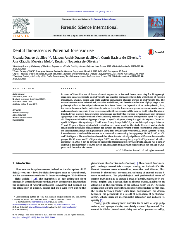 (PDF) Dental fluorescence: Potential forensic use