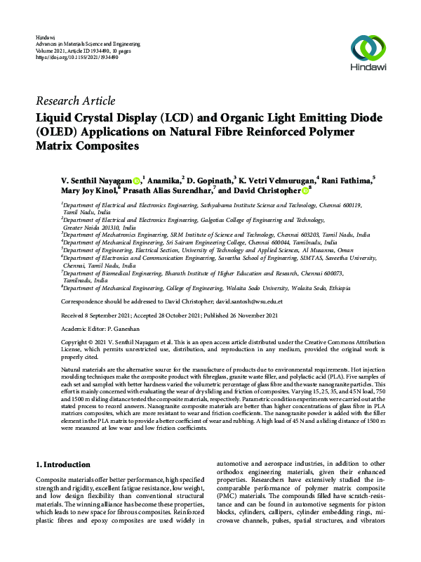 (PDF) Liquid Crystal Display (LCD) and Organic Light Emitting Diode (OLED) Applications on ...