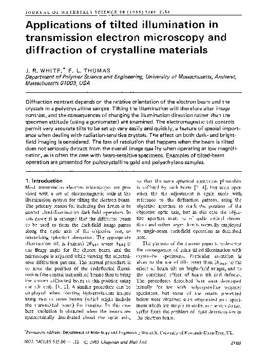 (PDF) Applications of tilted illumination in transmission electron microscopy and diffraction of ...