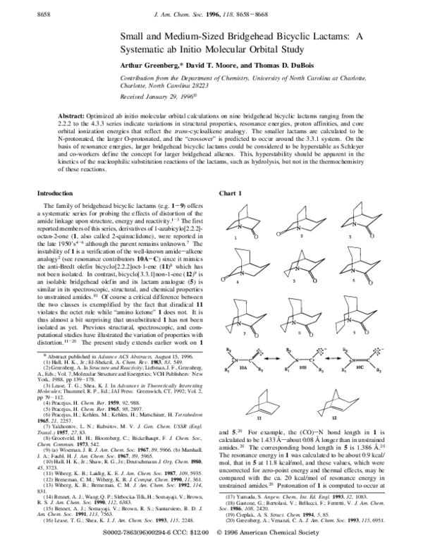 Pdf Small And Medium Sized Bridgehead Bicyclic Lactams A Systematic