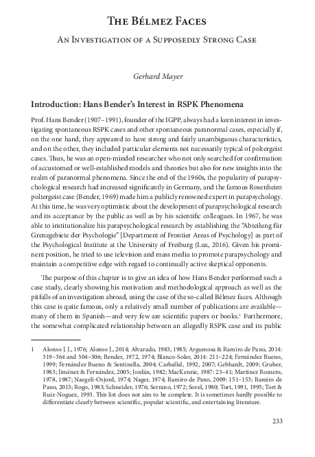 (PDF) The Bélmez Faces: An Investigation of a Supposedly Strong Case