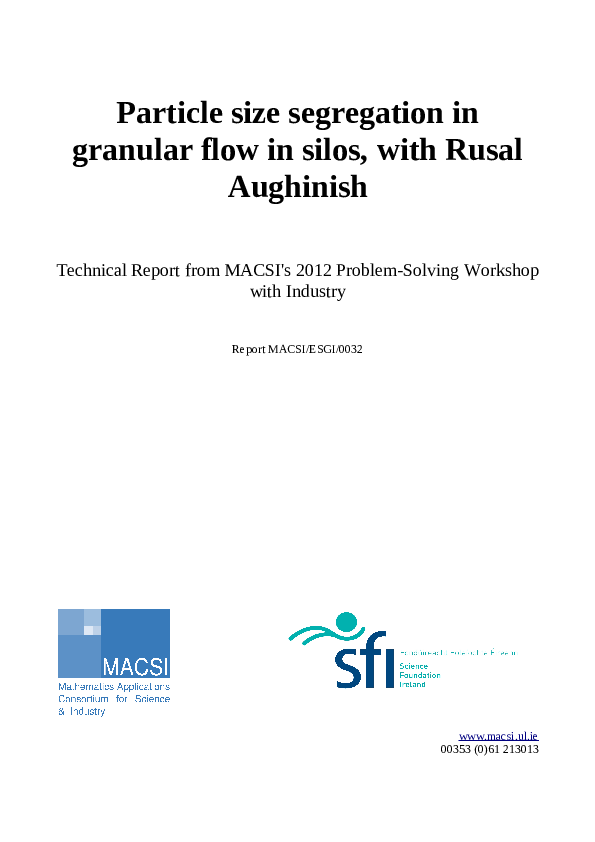 (PDF) Particle size segregation in granular flow in silos