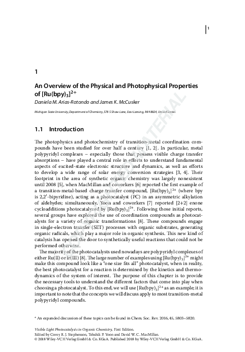(PDF) 1 An Overview of the Physical and Photophysical Properties of