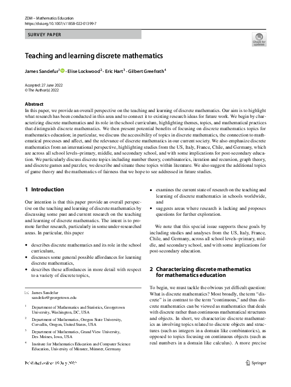 Pdf Teaching And Learning Discrete Mathematics