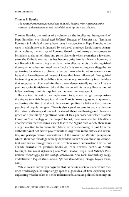 (PDF) The Roots of Pope Francis’s Social and Political Thought: From ...