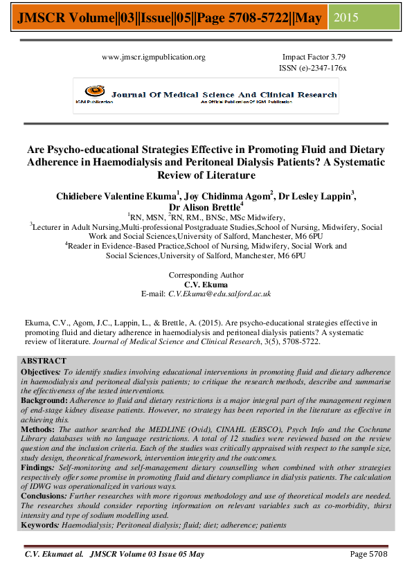 (PDF) Are Psycho-educational Strategies Effective in Promoting Fluid ...