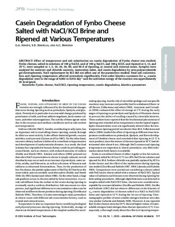 (PDF) Casein Degradation of Fynbo Cheese Salted with NaCl/KCl Brine and ...