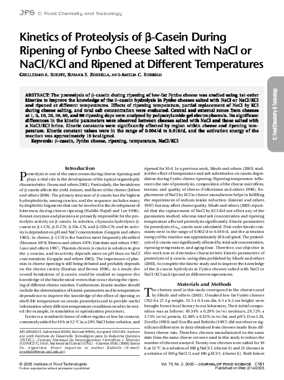 (PDF) Kinetics of Proteolysis of β-Casein During Ripening of Fynbo ...