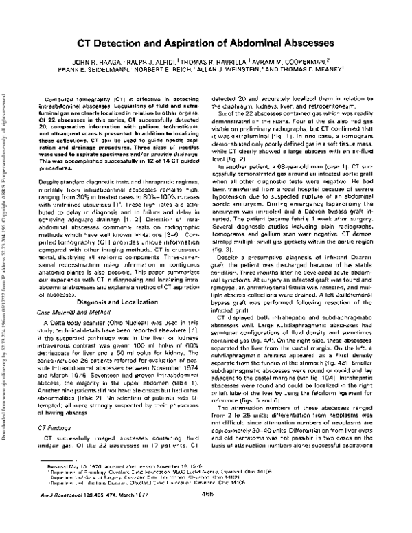 (PDF) CT detection and aspiration of abdominal abscesses