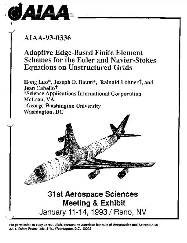 Pdf Adaptive Edge Based Finite Element Schemes For The Euler And Navier Stokes Equations On