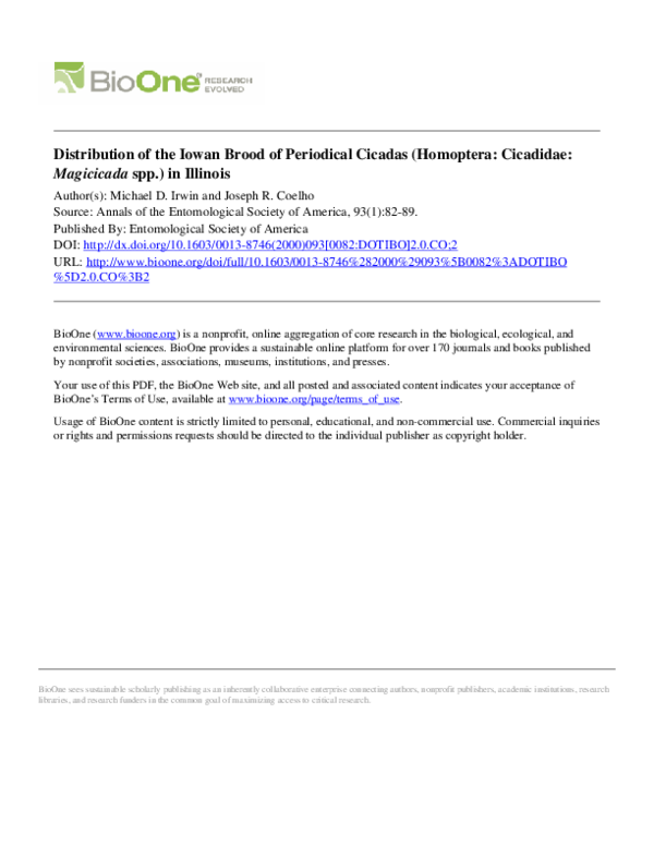 (PDF) Distribution of the Iowan Brood of Periodical Cicadas (Homoptera ...