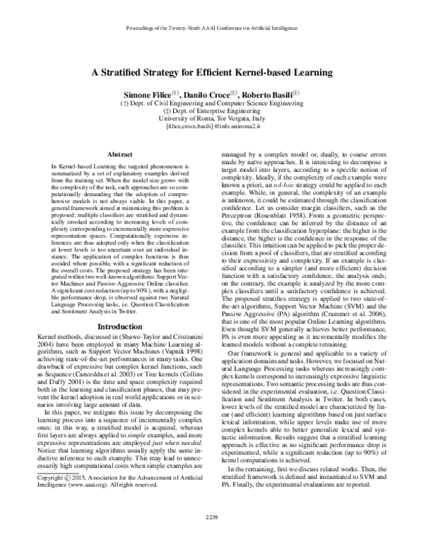 (PDF) A Stratified Strategy for Efficient Kernel-Based Learning
