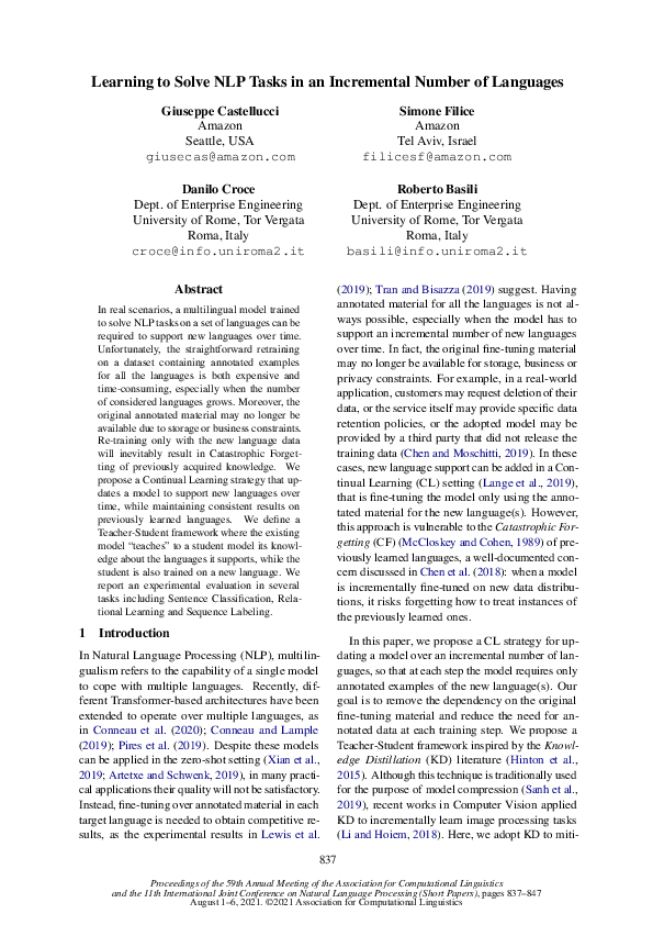 (PDF) Learning to Solve NLP Tasks in an Incremental Number of Languages