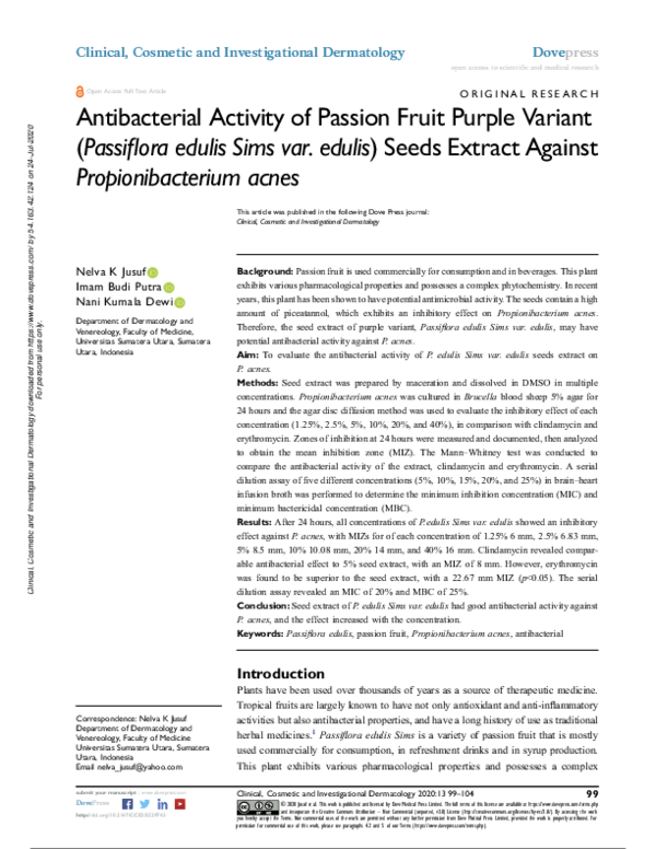 (PDF) Antibacterial Activity of Passion Fruit Purple Variant (Passiflora edulis Sims var. edulis ...