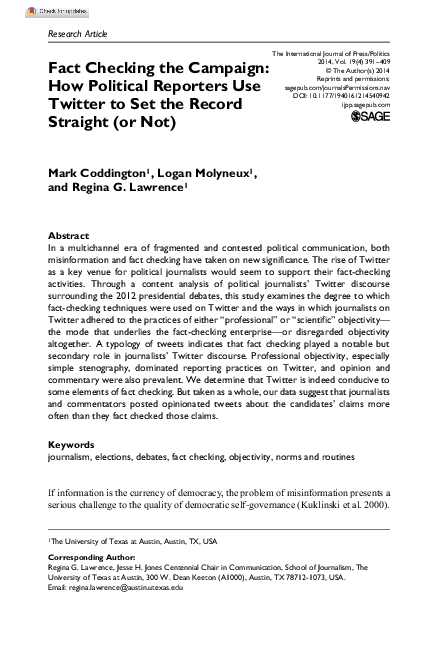 (PDF) Fact Checking the Campaign
