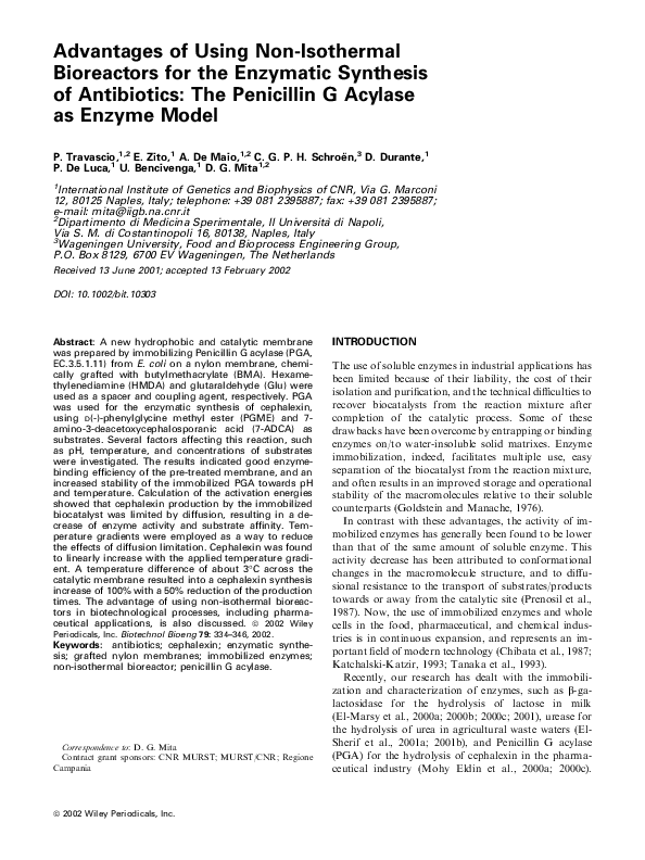 (PDF) Advantages of using non-isothermal bioreactors for the enzymatic ...