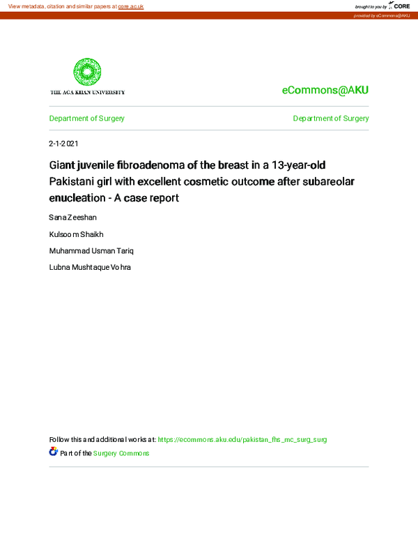 (PDF) Diagnosis and Management of Fibroadenomas in the Adolescent ...