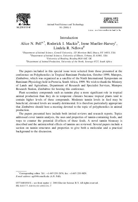 (PDF) Animal feed science and techniology: Introduction