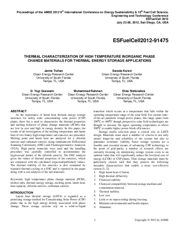 (PDF) Thermal Characterization of High Temperature Inorganic Phase ...