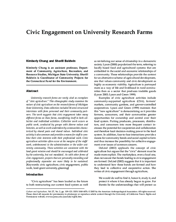 (PDF) Civic Engagement on University Research Farms