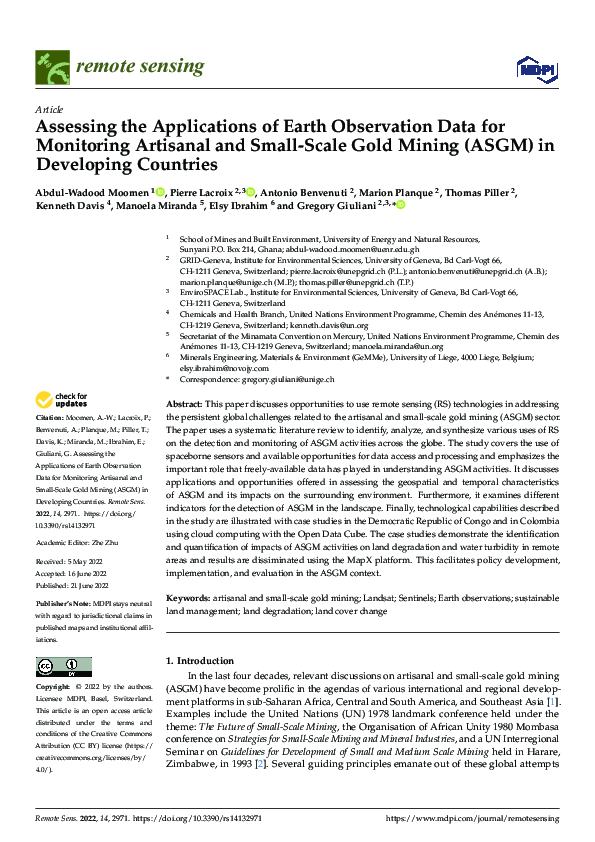 (PDF) Assessing the Applications of Earth Observation Data for Monitoring Artisanal and Small ...