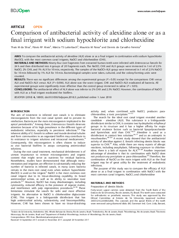 (PDF) Comparison of antibacterial activity of alexidine alone or as a ...