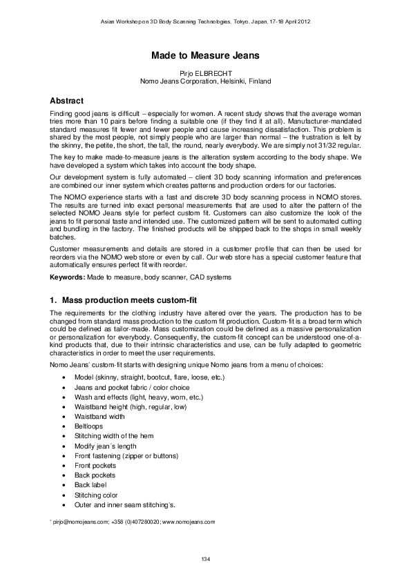 Pdf Made To Measure Jeans