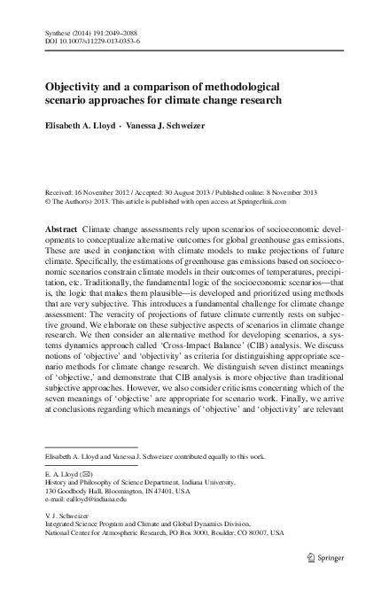 (PDF) Objectivity and a comparison of methodological scenario ...