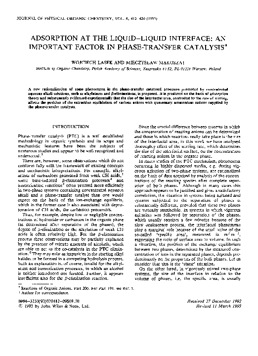 (PDF) Adsorption at the liquid-liquid interface: An important factor in ...
