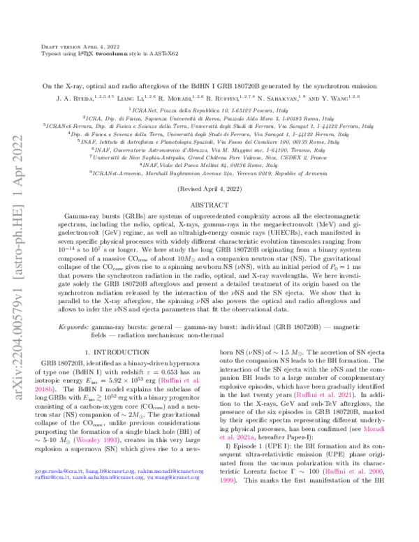 (PDF) On the X-ray, optical and radio afterglows of the BdHN I GRB ...