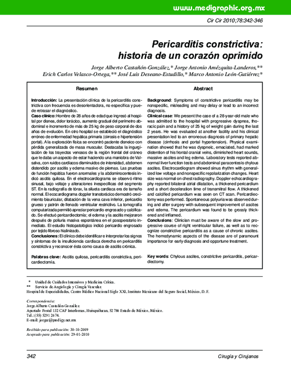 (PDF) Pericarditis constrictiva: historia de un corazón oprimido