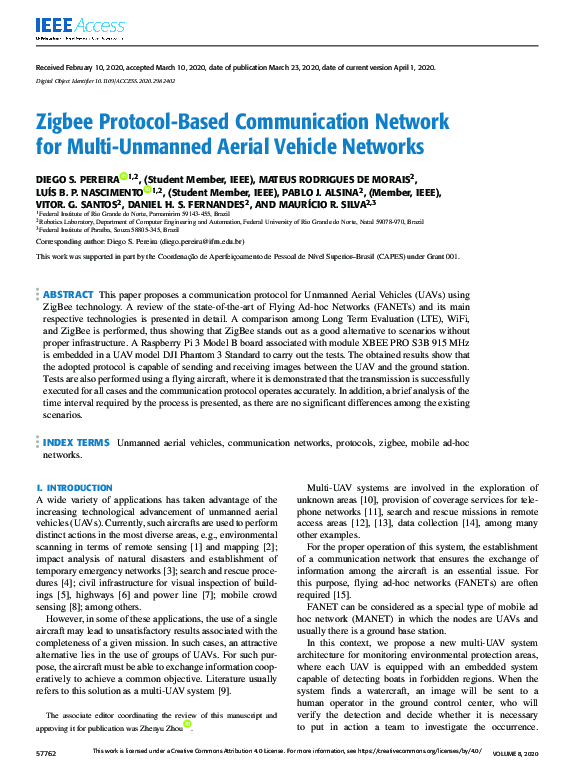 Zigbee Protocol-Based Communication Network for Multi-Unmanned Aerial Vehicle Networks