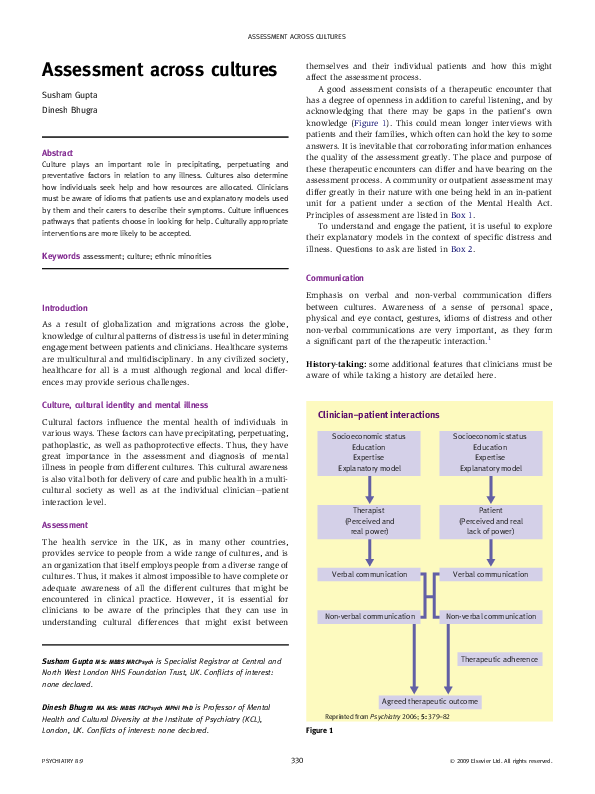 (PDF) Assessment across cultures