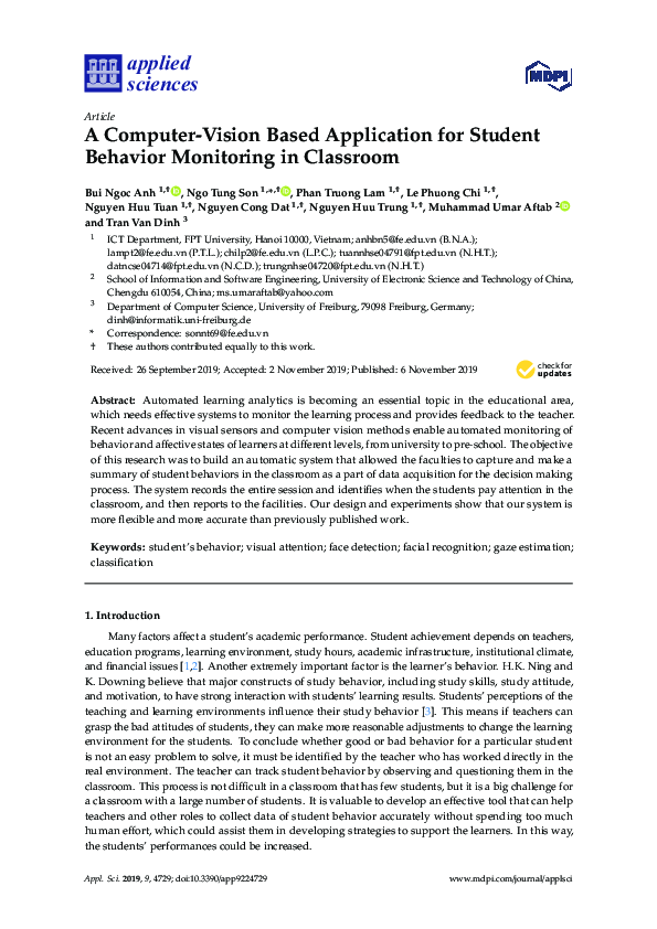 (PDF) A Computer-Vision Based Application for Student Behavior ...