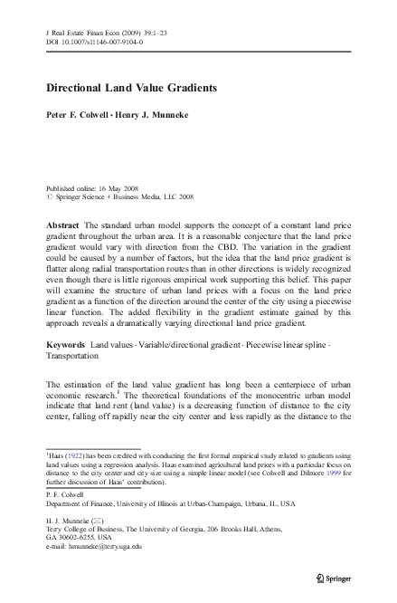 (PDF) Directional Land Value Gradients