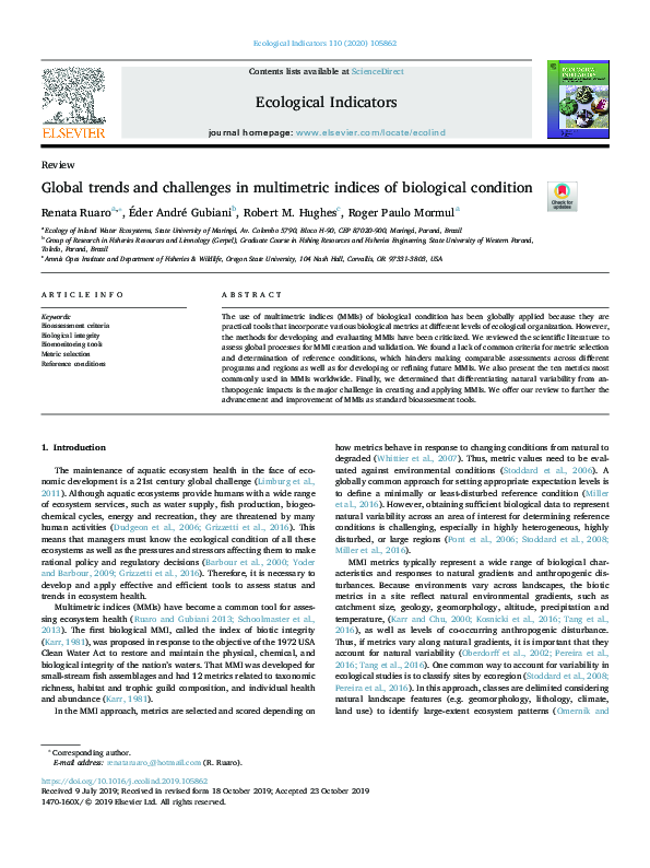 (PDF) Global trends and challenges in multimetric indices of biological ...