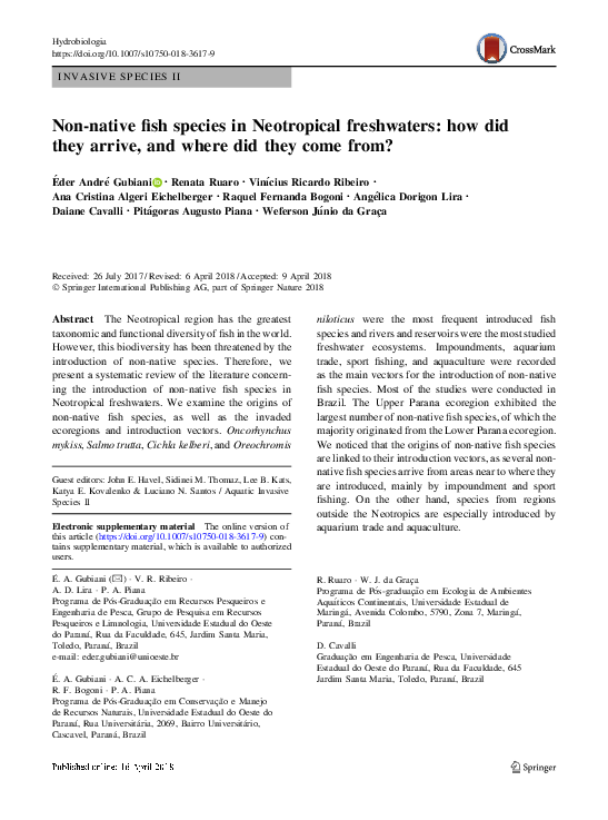 (PDF) Non-native fish species in Neotropical freshwaters: how did they ...