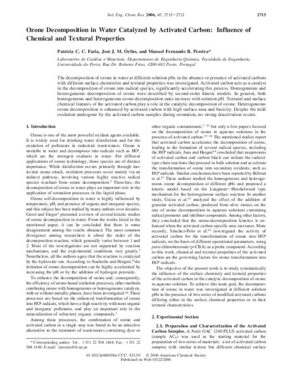 (PDF) Ozone Decomposition in Water Catalyzed by Activated Carbon ...