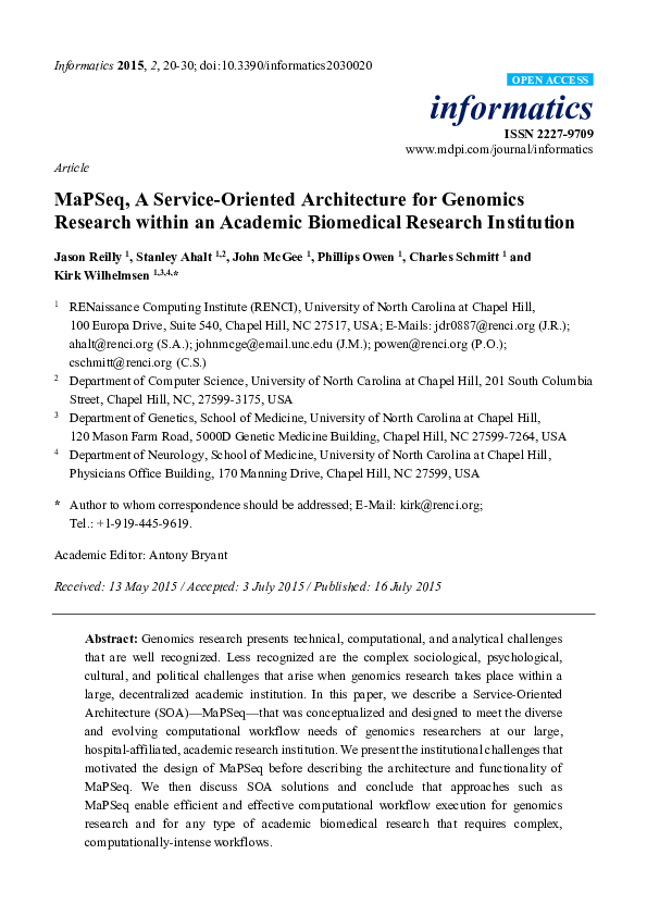 (PDF) MaPSeq, A Service-Oriented Architecture for Genomics Research ...
