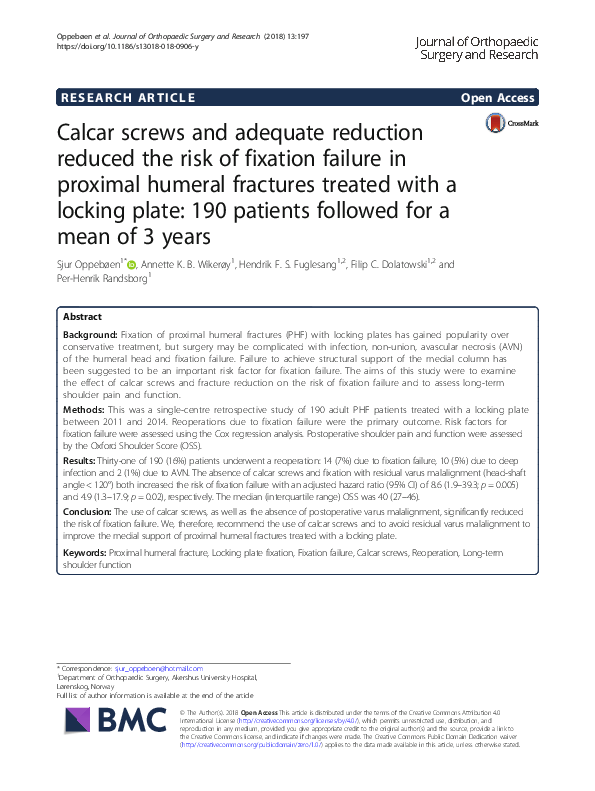 (PDF) Calcar screws and adequate reduction reduced the risk of fixation ...