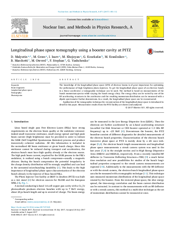 (PDF) Longitudinal phase space tomography using a booster cavity at PITZ