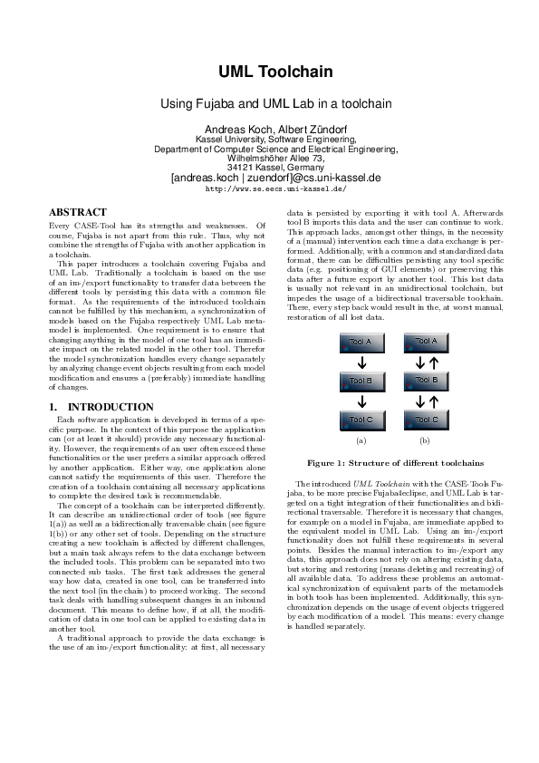 Pdf Uml Toolchain Using Fujaba And Uml Lab In A Toolchain Albert