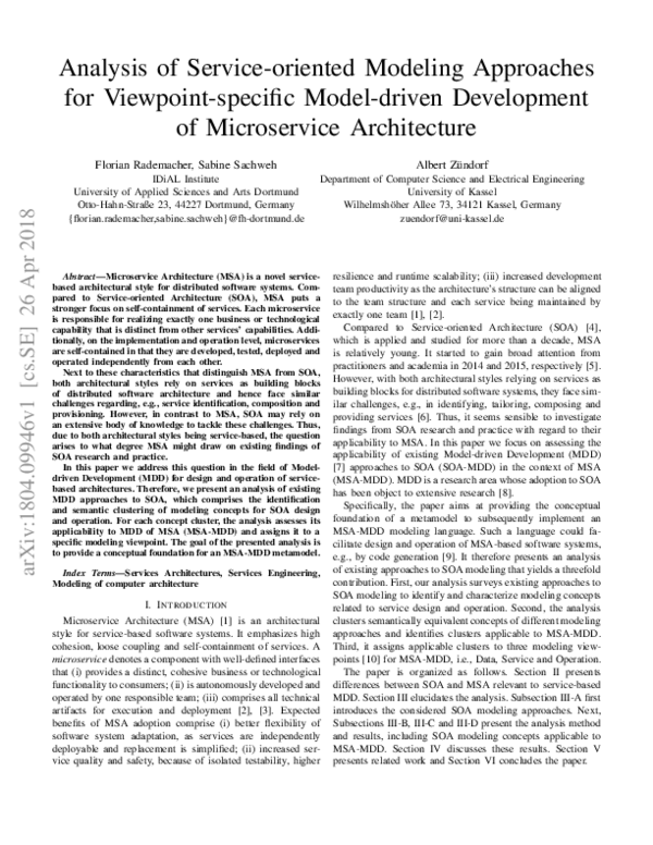 Pdf Analysis Of Service Oriented Modeling Approaches For Viewpoint