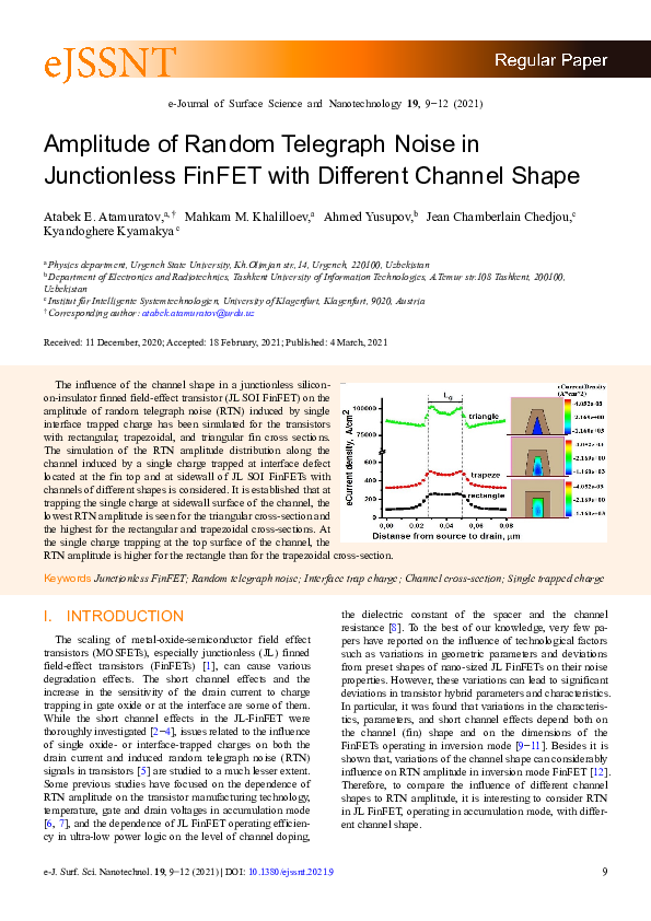 (PDF) Amplitude of Random Telegraph Noise in Junctionless FinFET with ...