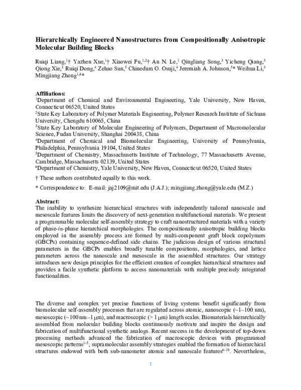 (PDF) Hierarchically Engineered Nanostructures from Compositionally ...