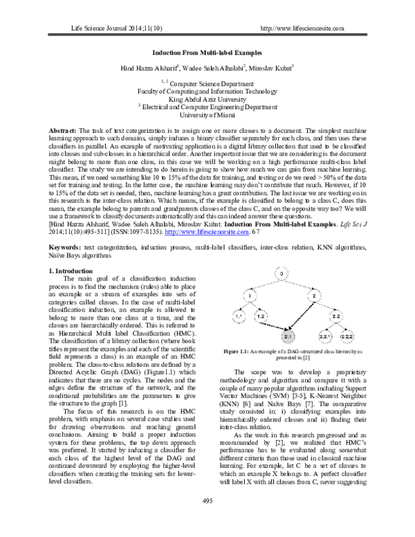 (PDF) Induction From Multi-label Examples